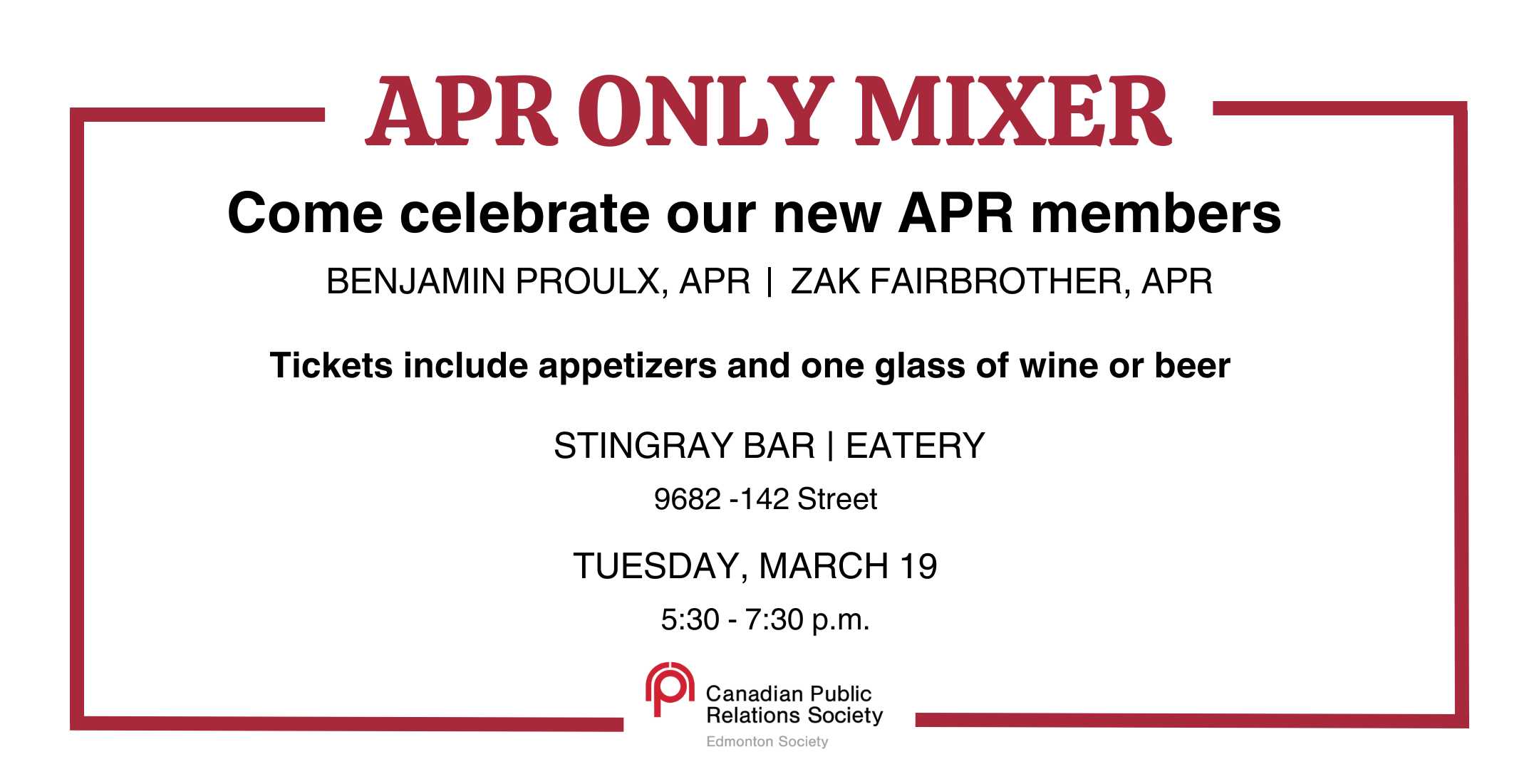 CPRS Edmonton APR-Only Mixer – CPRS Edmonton